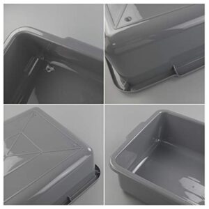 Asking 4-Pack 23 L Plastic Commercial Bus Box, Utility Bus Tub, Gray