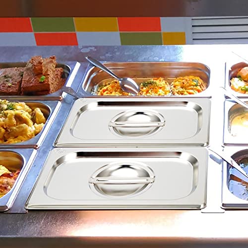 KOHAND 8 Pack 1/4 Size Steam Table Lid, Hotel Pan Cover with Handle, Stainless Steel Steam Table Pan Lid for Steam Food Pan, Buffet Pan, and Roasting Pan