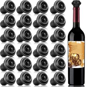 wine stopper resealable wine pump vacuum stoppers vacuum wine stopper silicone wine saver vacuum stoppers practical wine saver stoppers for kitchen supplies wine bottle tools (black,24 pieces)