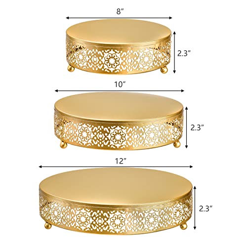 Hedume 3 Pack Cake Stand Set, Round Cake Stands, Metal Dessert Cupcake Pastry Candy Display Plate for Wedding, Event, Birthday Party