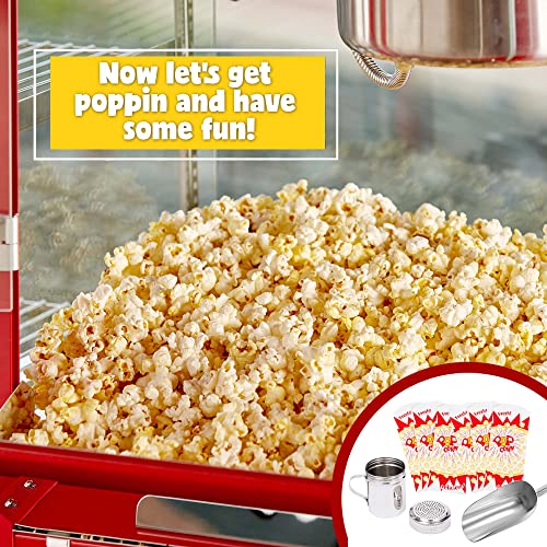 Popcorn Machine Supplies Set, 100 Popcorn Bags (1 oz. Paragon 1029), 1-12 oz. Popcorn Scoop, 1-10 oz. Popcorn Season Salt Shaker