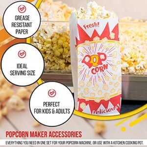 Popcorn Machine Supplies Set, 100 Popcorn Bags (1 oz. Paragon 1029), 1-12 oz. Popcorn Scoop, 1-10 oz. Popcorn Season Salt Shaker