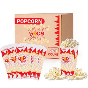 200 popcorn bags, popcorn machine supplies set, 1 oz grease resistant paper, popcorn bags for popcorn machine, grease resistant, carnival themed, made in the usa