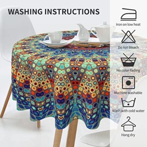 Round Tablecloth 60 Inch,Stain Resistance Polyester Table Cloth,Table Cover for Kitchen Dining Table, Buffet Parties and ​Camping-Mandala