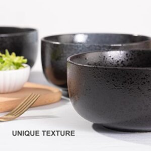 S&Q'S CERAMICS Soup Bowls - 36 Ounce Ceramic Bowl Set, Kitchen Bowls for Large Cereal, Noodle, Soup, Breakfast, Microwave and Dishwasher Safe, [Set of 4], Black and Grey…