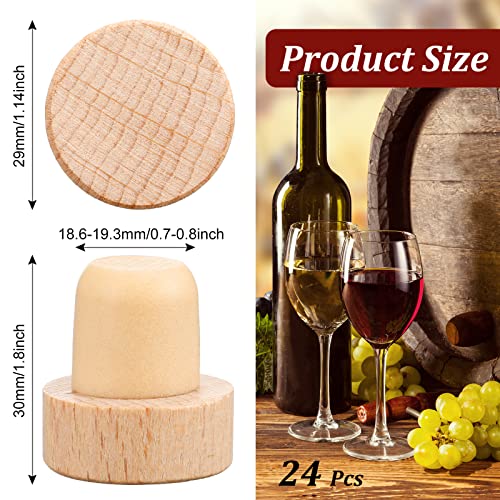 Wine Bottle Corks T Shaped Cork Plugs for Wine Cork Wine Stopper Reusable Wine Corks Wooden and Rubber Wine Stoppers Bottle Stoppers Sealing Plug Bottle Stopper for Beer Bottles Craft (24 Pieces)