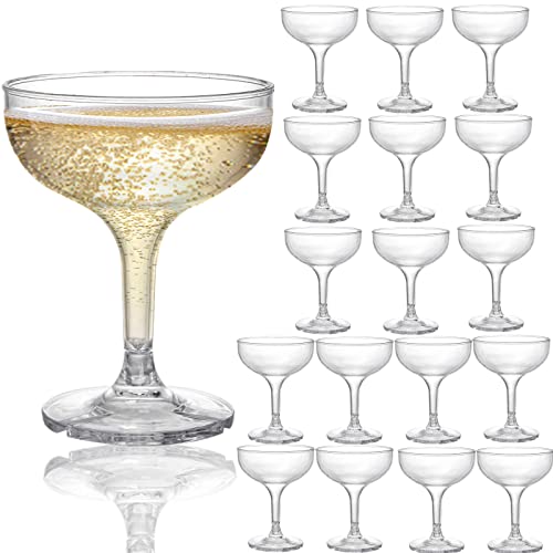 Peohud Set of 18 Coupe Cocktail Glasses, 5 Oz Unbreakable Acrylic Martini Glasses, Reusable Champagne Cups for Party, Home, Bar, Wedding, Picnic