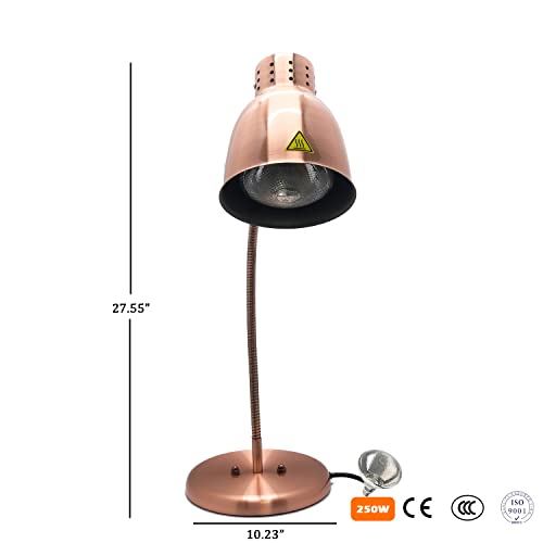 Freestanding Food Heat Lamp with 250w Bulb Food Warmer Light Heating Food Lamps for Buffet Restaurant Home Catering (Copper(Single Head))