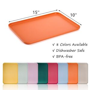 Lyellfe 8 Pack Fast Food Serving Tray, 15 by 10-Inch Wheat Straw Cafeteria Tray, Colorful Restaurant Serving Trays, Rectangular Serving Platter for Party, Home, School, Restaurant