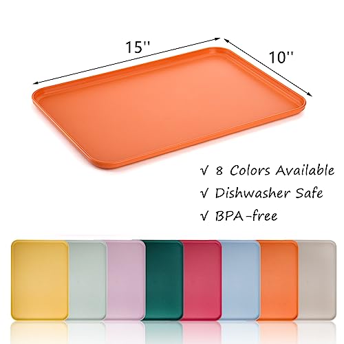 Lyellfe 8 Pack Fast Food Serving Tray, 15 by 10-Inch Wheat Straw Cafeteria Tray, Colorful Restaurant Serving Trays, Rectangular Serving Platter for Party, Home, School, Restaurant