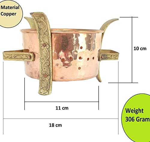 Sharvgun Handmade Indian Copper Brass Sigri Food Warmer Angeethi For Restaurant/Hotel Ware Home Traditional Sigdi/Sigri Tabletop Burner Pack of 2