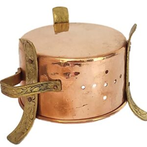 Sharvgun Handmade Indian Copper Brass Sigri Food Warmer Angeethi For Restaurant/Hotel Ware Home Traditional Sigdi/Sigri Tabletop Burner Pack of 2