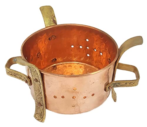 Sharvgun Handmade Indian Copper Brass Sigri Food Warmer Angeethi For Restaurant/Hotel Ware Home Traditional Sigdi/Sigri Tabletop Burner Pack of 2