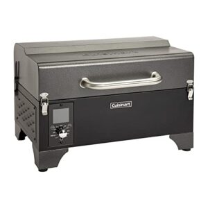 cuisinart cpg-256 portable wood pellet grill and smoker, black and dark gray