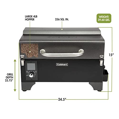 Cuisinart CPG-256 Portable Wood Pellet Grill and Smoker, Black and Dark Gray