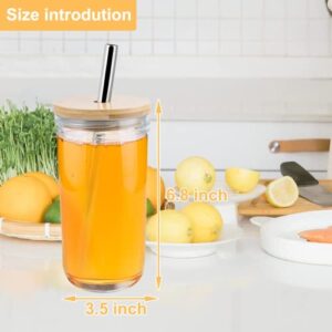 AmzFan Iced Coffee Cups, Boba Cup, Mason Jar with Lid and Straw 20 oz, Coffee Cups with Lids, Reusable Wide Mouth Boba Tumbler, Clear Travel Mug (2PCS-20 OZ)