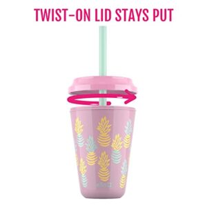 Ello Kids Plastic Reusable Color Changing Cups with Twist on Splash-Proof Lids and Straw, BPA Free, Dishwasher Safe, 12oz, Fruit Pop, 10 Pack