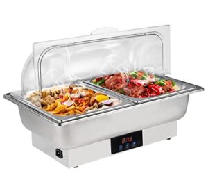 roll top chef chafing dish buffet set 2 pan food warmer buffet servers and warmers digital display temperature warming tray bain marie food warmer for parties commercial food steam table