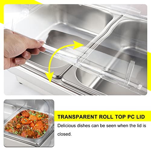 Roll Top Chef Chafing Dish Buffet Set 2 Pan Food Warmer Buffet Servers and Warmers Digital Display Temperature Warming Tray Bain Marie Food Warmer for Parties Commercial Food Steam Table