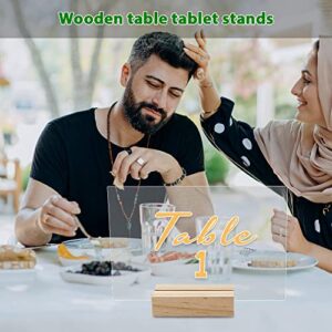 ISUSSER 15 Pieces Wood Table Number Stands Wood Place Card Holders Picture Holder Acrylic Sign Holdersr for Ceremony Birthday Party Home Decoration