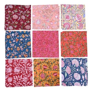 klavate 10 pc mix lot napkin hand block print napkin 100% cotton napkin handmade 16x16 inch jaipuri printed dining table cloth, multicolor