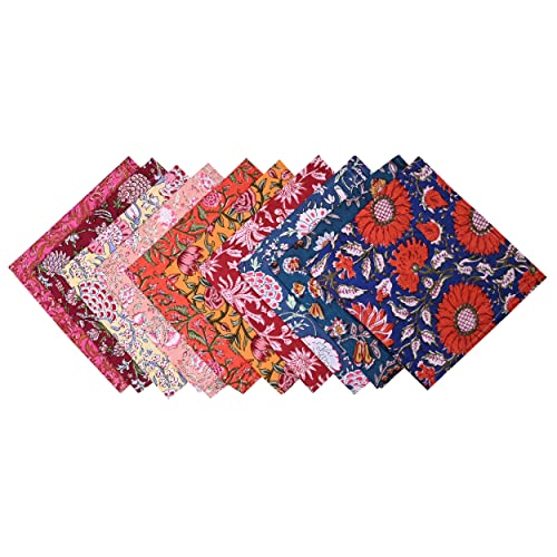 KLAVATE 10 Pc Mix Lot Napkin Hand Block Print Napkin 100% Cotton Napkin Handmade 16x16 Inch Jaipuri Printed Dining Table Cloth, Multicolor