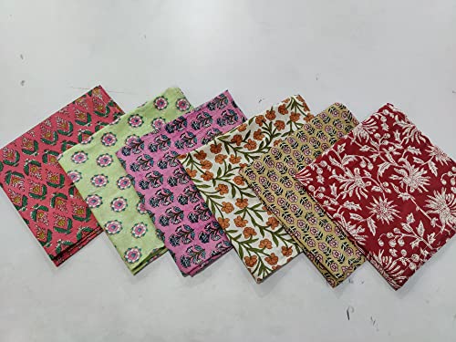 KLAVATE 10 Pc Mix Lot Napkin Hand Block Print Napkin 100% Cotton Napkin Handmade 16x16 Inch Jaipuri Printed Dining Table Cloth, Multicolor