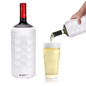 wine chiller - premium wine bottle chiller double walled, vacuum insulated wine cooler for most 750ml champagne and wine bottles - iceless wine chiller with up to 6 hours cold temperature retention