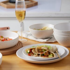 Stone Lain Lauren Stoneware Dinnerware Set, 16-Piece Service for 4, Off White