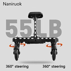 Naniruok Universal Stroller Board with Detachable Seat, 2-in-1 Buggy Board Suitable for Most Brands of Strollers, Holds Children Up to 55lbs