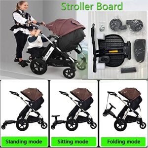 Naniruok Universal Stroller Board with Detachable Seat, 2-in-1 Buggy Board Suitable for Most Brands of Strollers, Holds Children Up to 55lbs