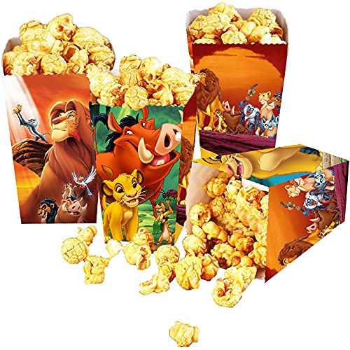 GANKTOWCOY 24pcs Lion King Popcorn Boxes Lion King Birthday Party Supplies Favors for Birthday Theater Themed Parties Movie Nights Carnivals