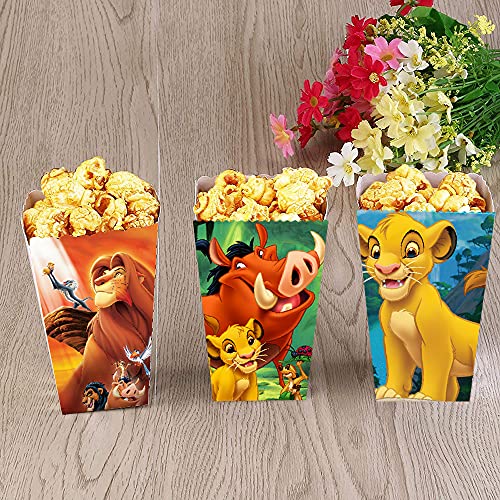 GANKTOWCOY 24pcs Lion King Popcorn Boxes Lion King Birthday Party Supplies Favors for Birthday Theater Themed Parties Movie Nights Carnivals