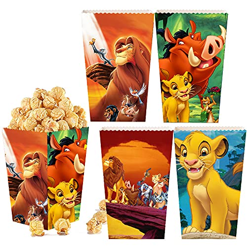 GANKTOWCOY 24pcs Lion King Popcorn Boxes Lion King Birthday Party Supplies Favors for Birthday Theater Themed Parties Movie Nights Carnivals