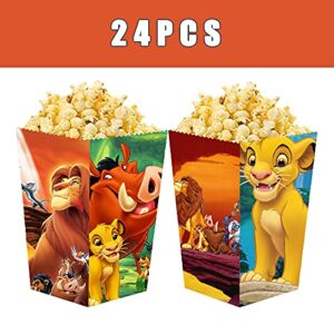 GANKTOWCOY 24pcs Lion King Popcorn Boxes Lion King Birthday Party Supplies Favors for Birthday Theater Themed Parties Movie Nights Carnivals