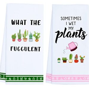 LXOMILL Funny Kitchen Towels, Plant Lover Gifts for Women Gardener, Plant Lady Mom Gifts, Housewarming, Friend Birthday Gift, Succulent Cactus Plant Gifts