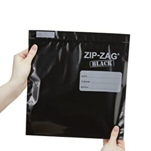 Zip-Zag BLACK 10 Half Pound Bags - Airtight Bags, Resealable, Reusable, Anti-Puncture, Washable, Food Safe, Treated for no Static, for Dry Herbs and Spices