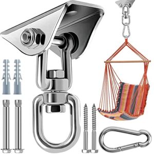 morzejar 360°rotating hammock hanging kit - heavy duty hanging hooks for swing hanging hook kit stainless steel 1000 lb loading hammock hooks for trapeze, yoga, boxing bag, hammock chair, porch