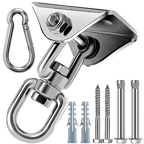 Morzejar 360°Rotating Hammock Hanging Kit - Heavy Duty Hanging Hooks for Swing Hanging Hook kit Stainless Steel 1000 lb Loading Hammock Hooks for Trapeze, Yoga, Boxing Bag, Hammock Chair, Porch