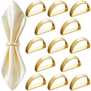 stainless steel napkin rings metal napkin ring holders modern ring holder serviette buckles metallic adornment for table settings kitchen dinner party wedding (matte gold semicircle, 10 pcs)