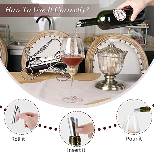 Silver Wine Pourer Wine Stopping Pour Spout Disks Aluminum Foil Wine Pourer Whisky Wine Spout Pourer Thin Reusable Wine Pourer for Wine Beverage Beer Liquid Dispenser (50)