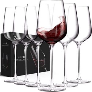 ailtec wine glasses set of 6, crystal glass with stem for drinking red/white/cabernet wine as gifts sets, clear lead-free premium blown glassware (19oz,6 pack)