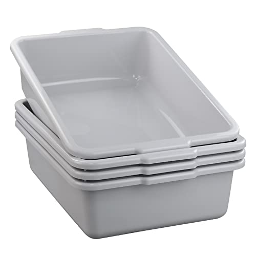 Ponpong 25 Quart Plastic Commercial Bus Box, Restaurant Bus Tubs, 4 Packs