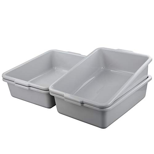 Ponpong 25 Quart Plastic Commercial Bus Box, Restaurant Bus Tubs, 4 Packs