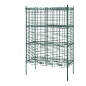 Krollen Industrial NSF Stationary Wire Green Security Cage Kit - 24" x 48" x 74" With 4 Shelves