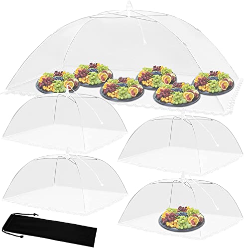 HBlife Mesh Food Covers for Ouside, Jumbo Pop-Up Food Cover 40''X24'' with 4 Standard 17''X17'' Food Tent, Reusable and Collapsible Food Covers for Picnics, Outdoor Camping, Parties, BBQ