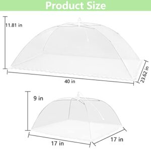 HBlife Mesh Food Covers for Ouside, Jumbo Pop-Up Food Cover 40''X24'' with 4 Standard 17''X17'' Food Tent, Reusable and Collapsible Food Covers for Picnics, Outdoor Camping, Parties, BBQ