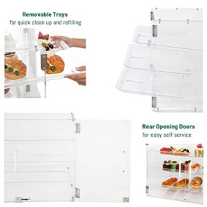 YBSVO 3 Tray Commercial Countertop Bakery Display Case with Rear Doors - 21" x 17 3/4" x 16 1/2"