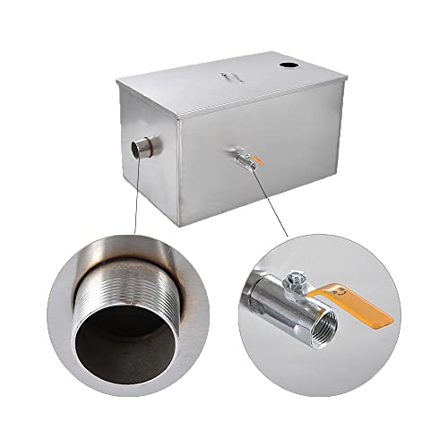 Grease Trap Commercial Grease Trap 304 Stainless Steel Interceptor Set Under Sink Grease Trap Detachable Design Grease Trap Interceptor for Restaurant Kitchen Wastewater Removable Baffles