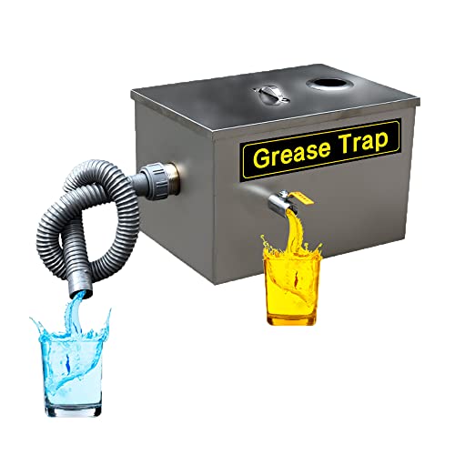 Grease Trap Commercial Grease Trap 304 Stainless Steel Interceptor Set Under Sink Grease Trap Detachable Design Grease Trap Interceptor for Restaurant Kitchen Wastewater Removable Baffles